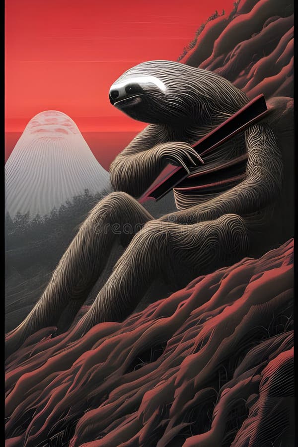 Portrait of a Sloth in the Mountains. Digital Illustration Stock Image ...