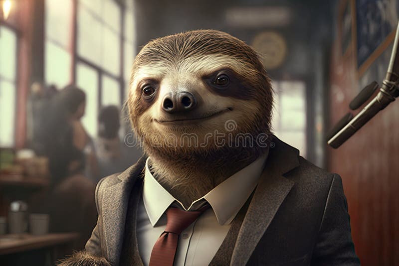 Portrait of a Sloth in a Suit, an Office Worker. Generative Ai Stock ...