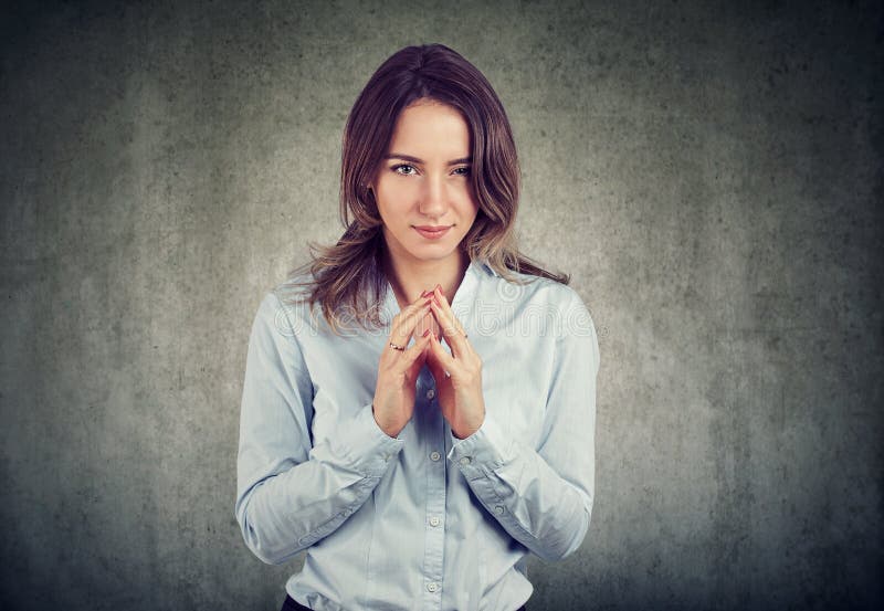 Sly, Scheming Woman Plotting Something, Thinking Looking at Camera ...