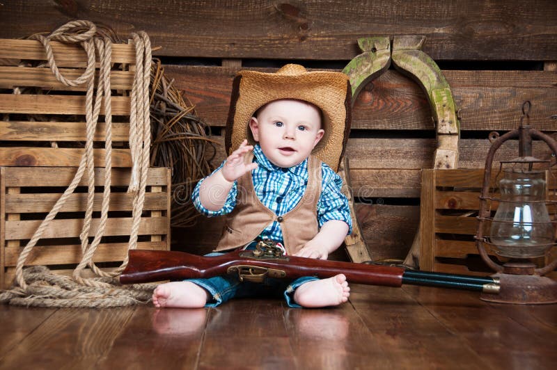 Portrait of a Small Boy in Cowboy Decor Stock Photo - Image of child ...