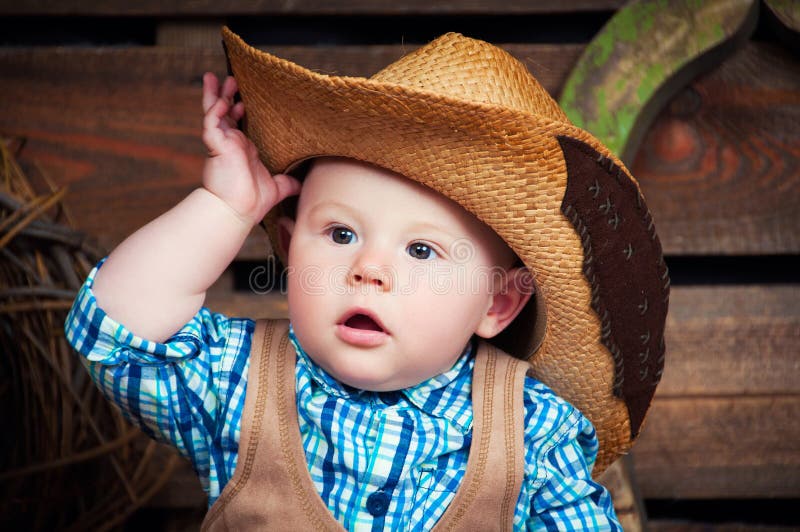 Portrait of a Small Boy in Cowboy Decor Stock Image - Image of jeans ...