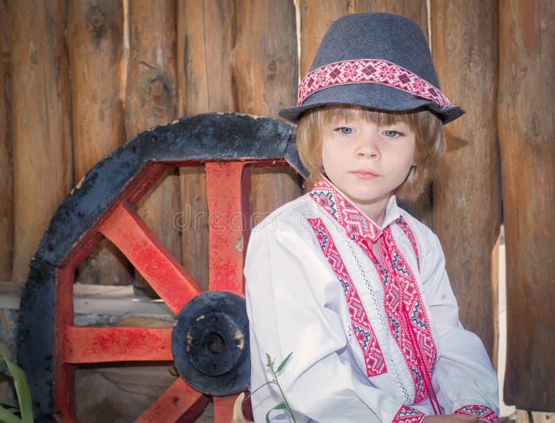 Portrait of a Small Boy in a Rustic Style Stock Photo - Image of ...