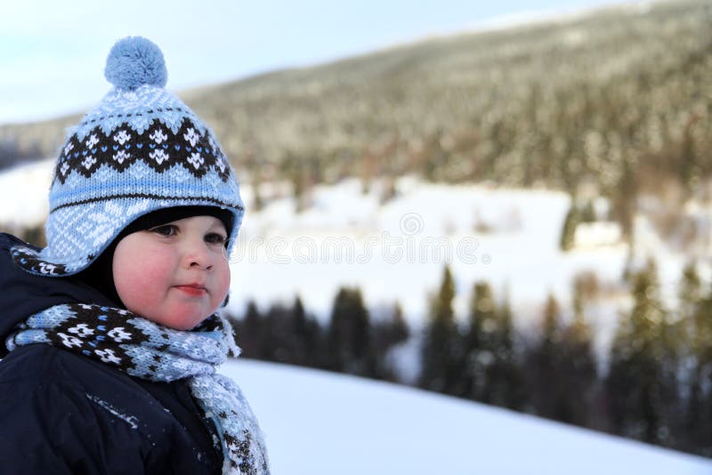 Portrait Small Boy in Winter Stock Photo - Image of caucasian ...