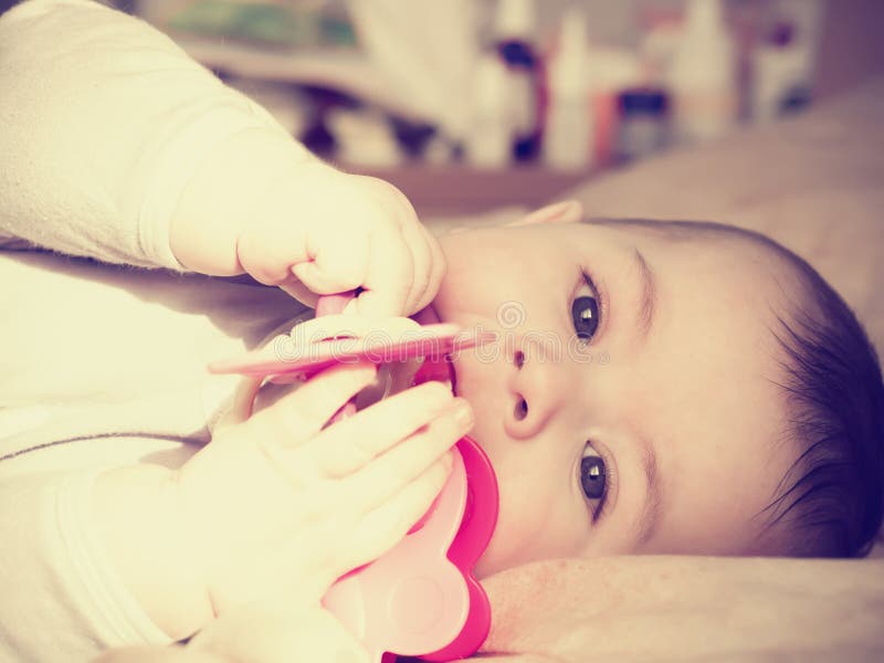 Portrait of Small Caucasian Baby Boy Sitting at the Chear Stock Image ...