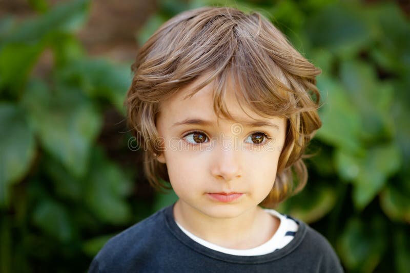 Portrait of a Small Child in the Field Stock Image - Image of cute ...