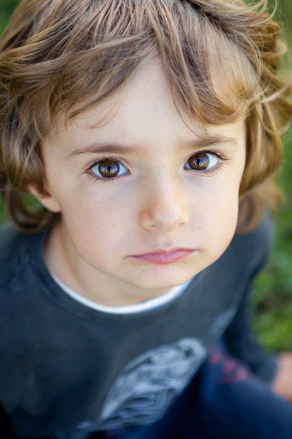 Portrait of a Small Child in the Field Stock Image - Image of cute ...