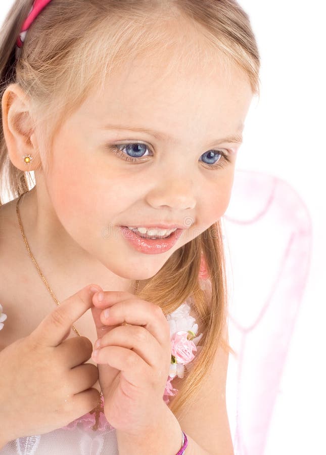 Portrait of the Small Princess in a Pink Dress Stock Photo - Image of ...