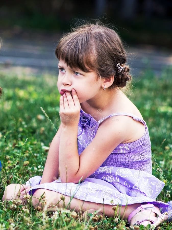 Portrait of small sad girl stock image. Image of emotion - 43580449