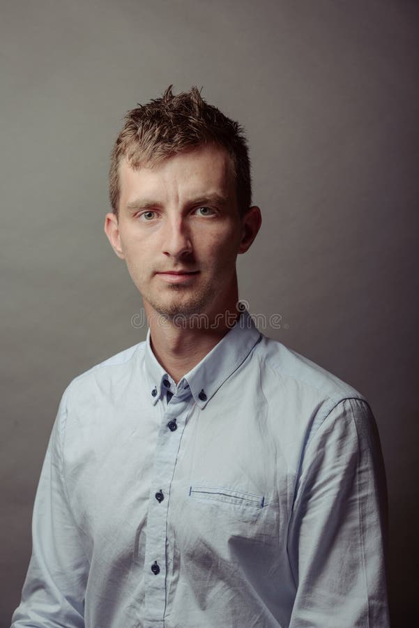 Portrait of a Smart Serious Young Man Stock Image - Image of serious ...