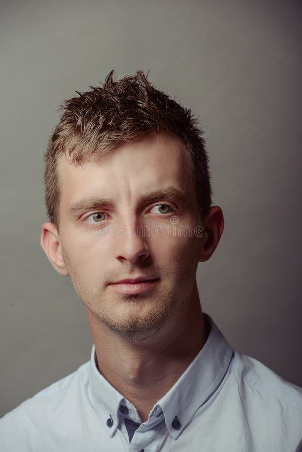 Portrait of a Smart Serious Young Man Stock Image - Image of serious ...