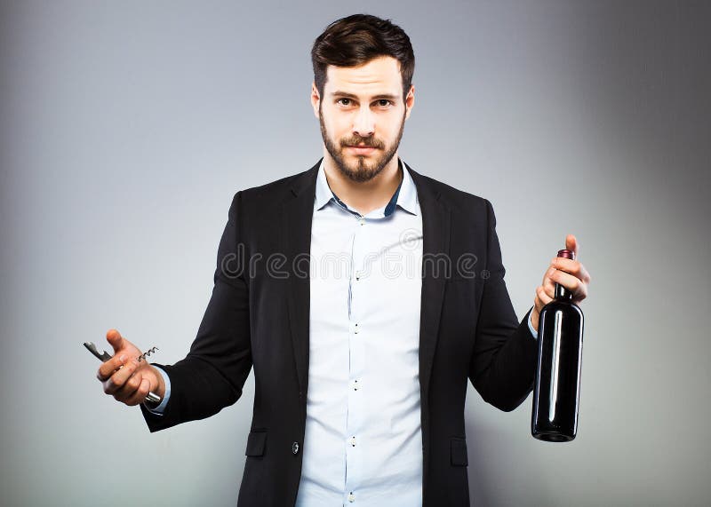 Portrait of a Smart Serious Young Man Standing Stock Image - Image of ...