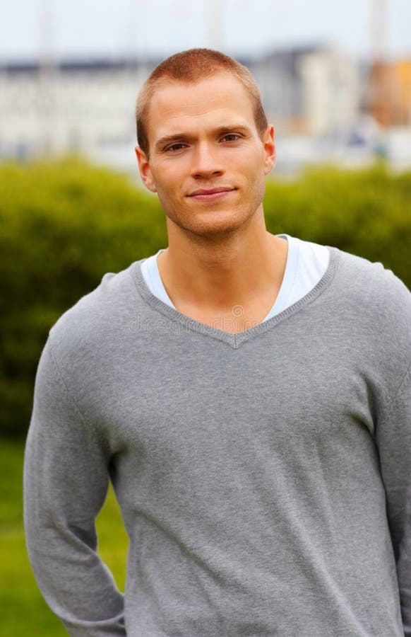 Portrait of a Smart Young Man Posing Outdoors Stock Image - Image of ...