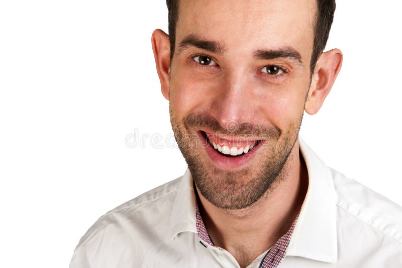 Portrait of a Smart Young Man Standing with White Background Stock ...