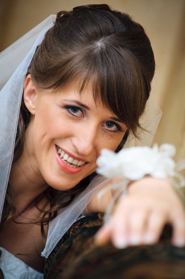 Portrait of the Smile Bride in Home Environment Stock Photo - Image of ...