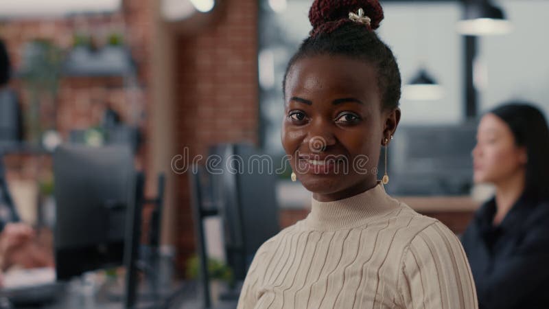 Portrait of Smiling African American Software Developer Looking at Camera Stock Video - Video of ...