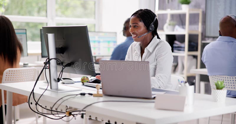 Portrait of a Smiling African Female Customer Service Stock Photo ...