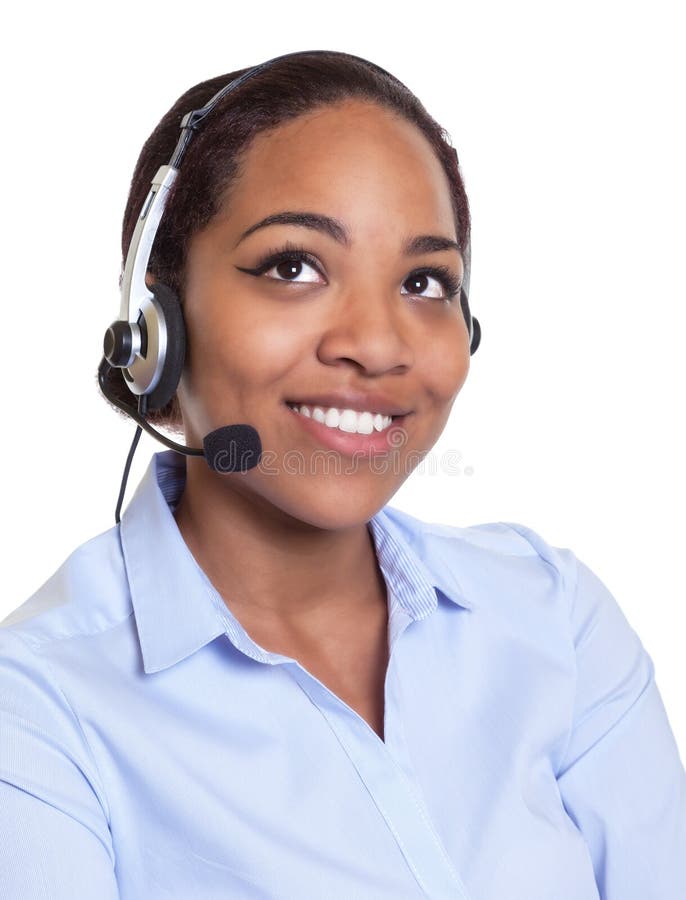 Laughing Phone Operator with Headset and Crossed Arms Stock Photo ...