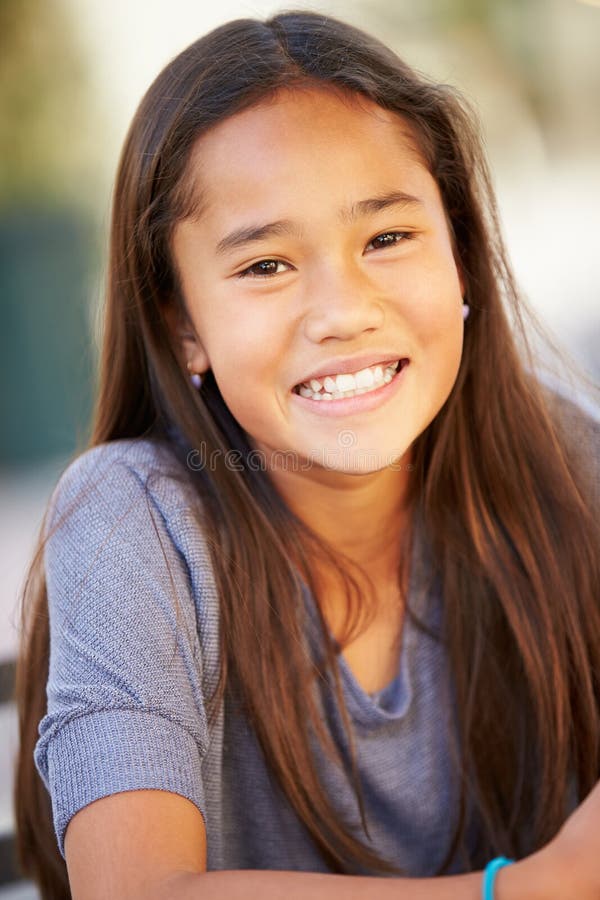 Portrait of Smiling Asian Girl Stock Photo - Image of female, person ...