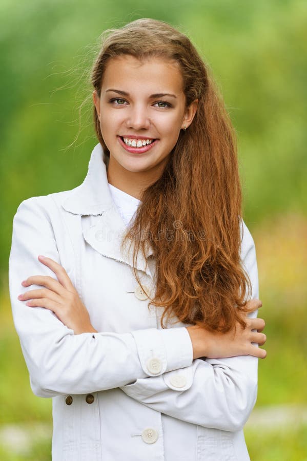 Portrait of Smiling Tween Girl Stock Image - Image of independence ...