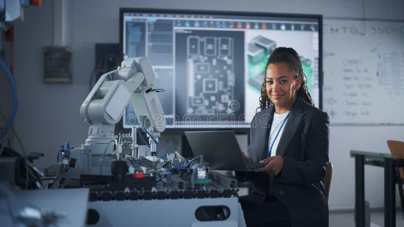 Portrait of Multiracial Female it Developer Working on Desktop in Data ...