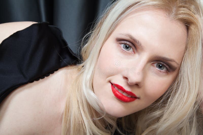 Portrait Of A Smiling Blonde With Red Lips Stock Image Image Of Colorful Caucasian 22070451