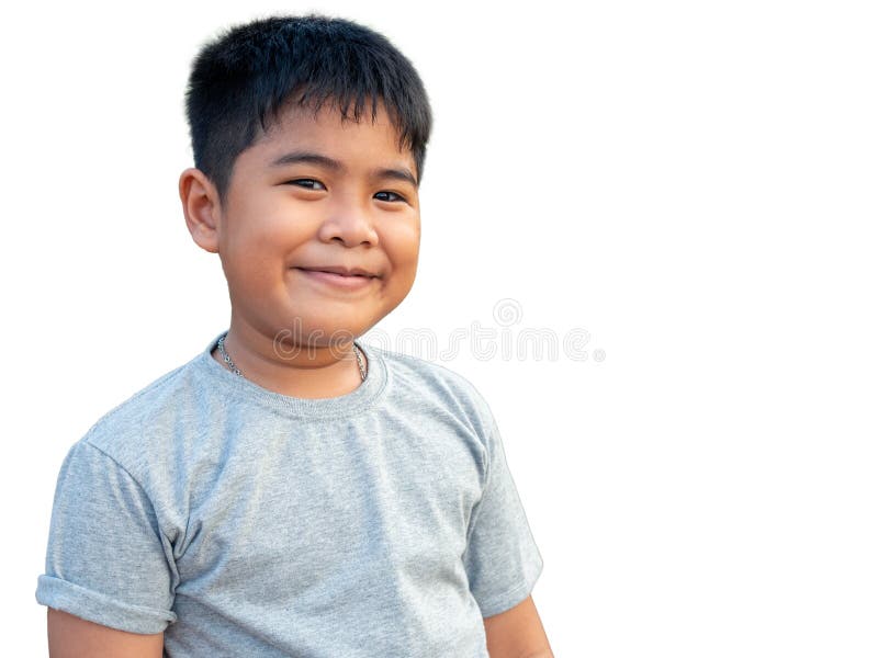 Portrait of Smiling Boy Isolated on White Background . Stock Image ...