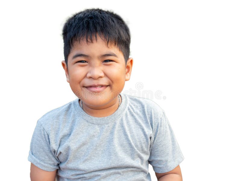 Portrait of Smiling Boy Isolated on White Background Stock Photo ...