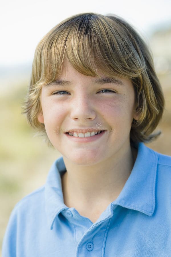 Portrait of Smiling Boy Outdoors Stock Image - Image of nature, happy ...