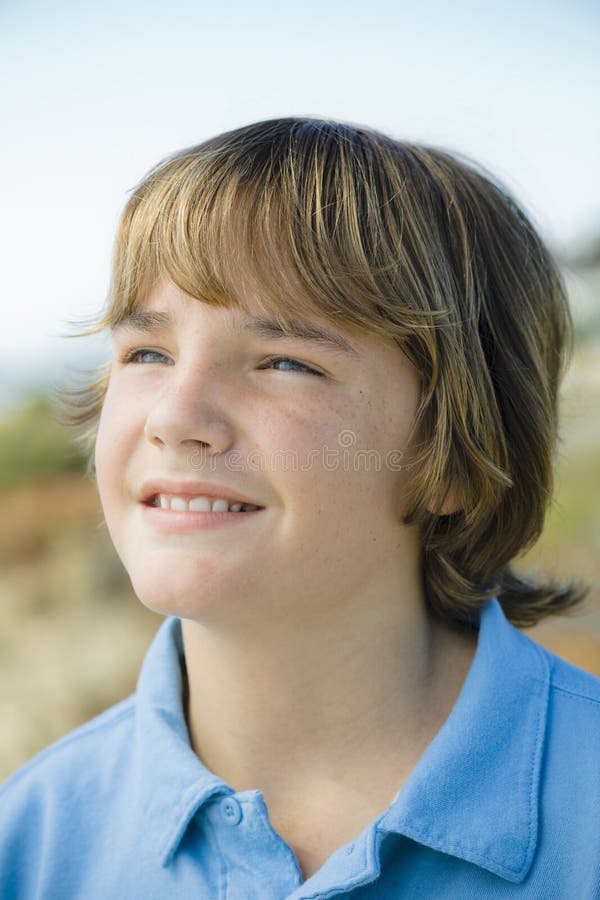 Portrait of Smiling Boy Outdoors Stock Image - Image of nature, happy ...