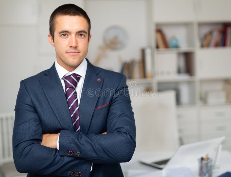 Portrait of Smiling Businessman Who is at His Work Place Stock Image ...