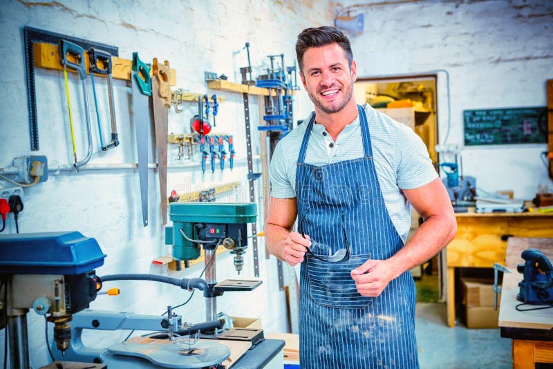 Portrait of Smiling Carpenter Stock Photo - Image of rough, profession ...