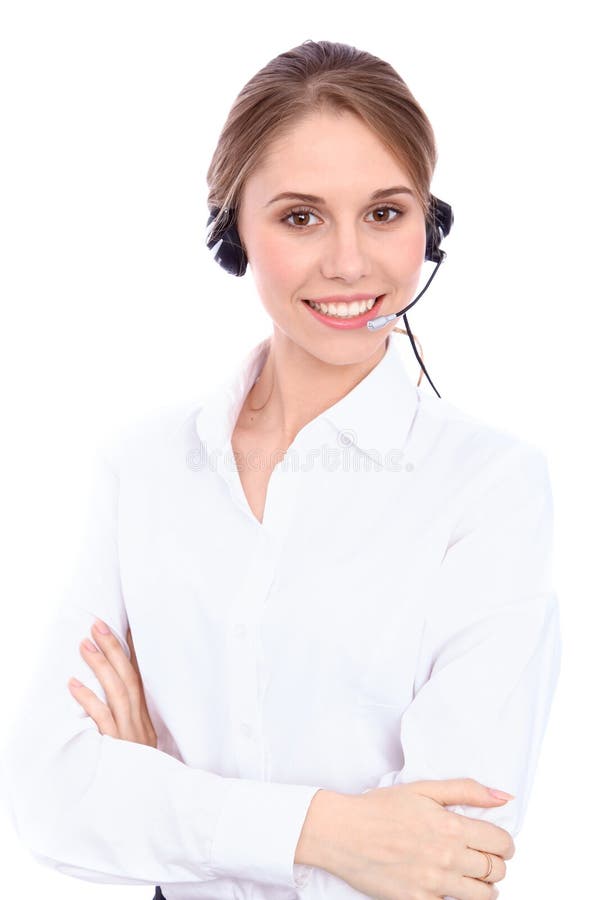 Portrait of Smiling Cheerful Young Support Phone Operator in Headset ...