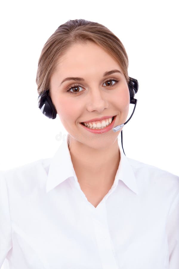 Portrait of Smiling Cheerful Young Support Phone Operator in Headset ...