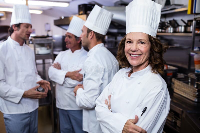 Portrait of Smiling Chef in Commercial Kitchen Stock Image - Image of ...