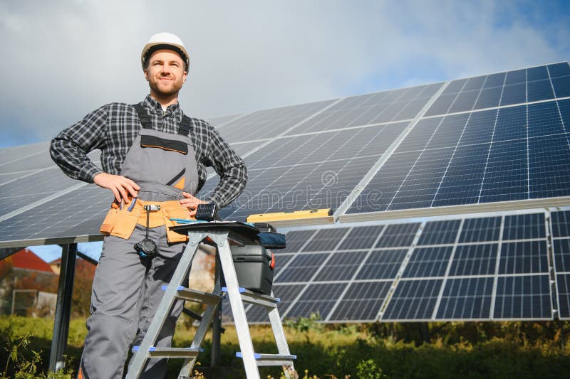 Portrait of Smiling Confident Engineer Technician with Electrical ...