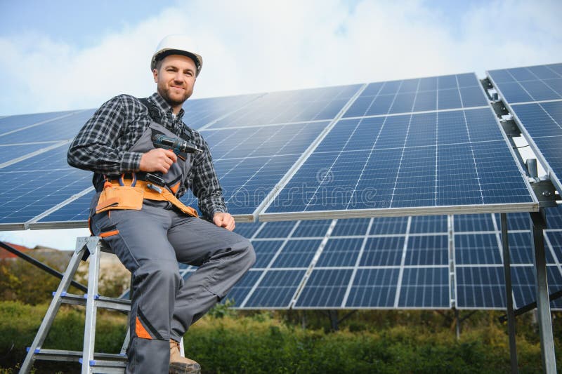 Portrait of Smiling Confident Engineer Technician with Electrical ...