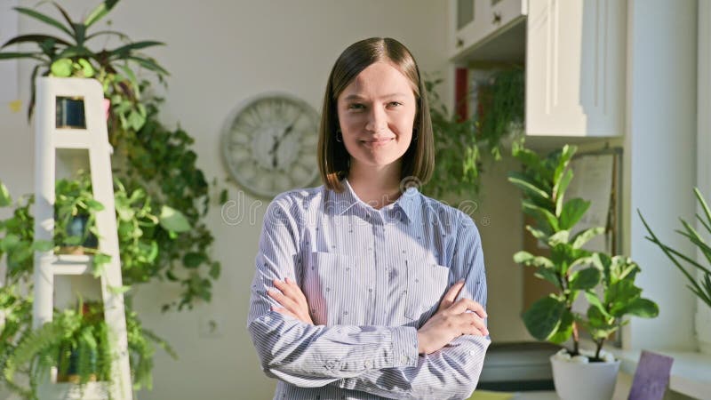 Portrait of Smiling Confident Young Woman, at Home Stock Footage ... Portrait of Smiling Confident Young Woman, at Home Stock Footage ...