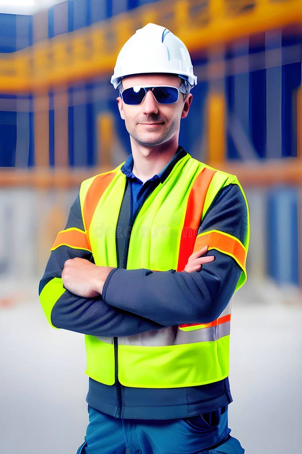 Portrait of a Smiling Construction Worker. Ai Generative Stock ...