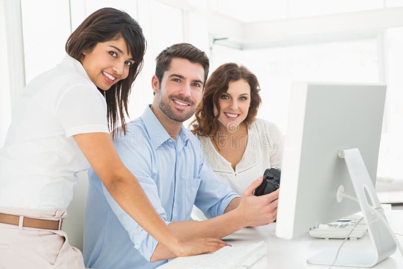 Portrait of Smiling Coworkers Posing Together Stock Image - Image of ...