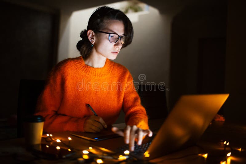Portrait Of Smiling Designer Girl Working At Graphic Tablet On Laptop