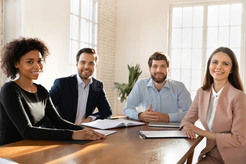 Portrait of Smiling Diverse Employees Posing in Office Stock Image ... Portrait of Smiling Diverse Employees Posing in Office Stock Image ...