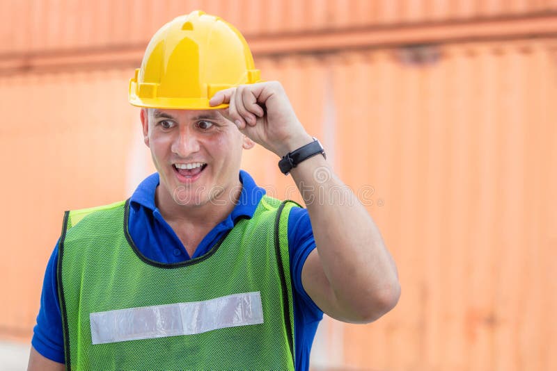 Portrait of Smiling Dock Worker Man with Funny Face, Cheerful Engineer ...