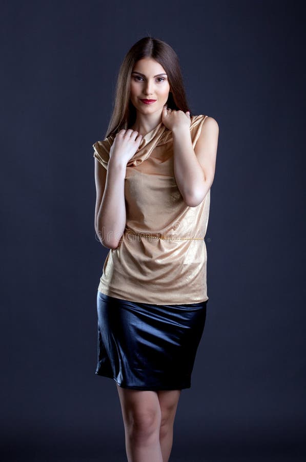 Portrait of Smiling Elegant Model Posing in Studio Stock Photo - Image ...