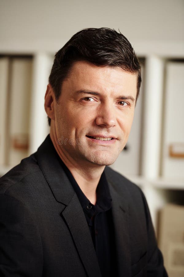 Portrait of Smiling Entrepreneur Stock Image - Image of suit, portrait ...