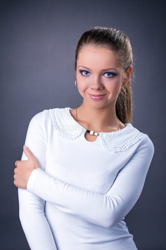 Portrait of Smiling Expressive Model, Close-up Stock Image - Image of ...