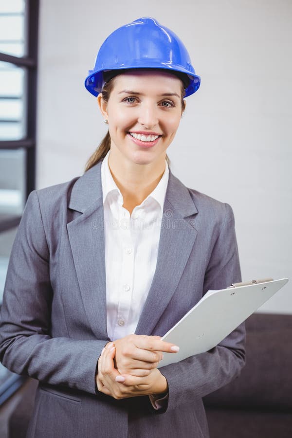 Portrait of Smiling Female Architect Stock Image - Image of looking ...