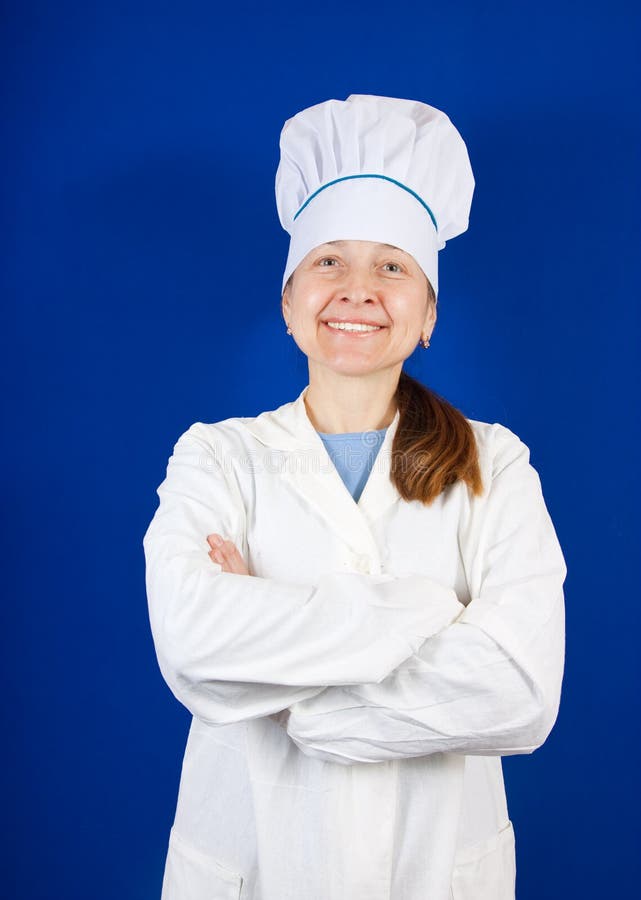 Portrait of Smiling Female Cook Stock Image - Image of white, people ...