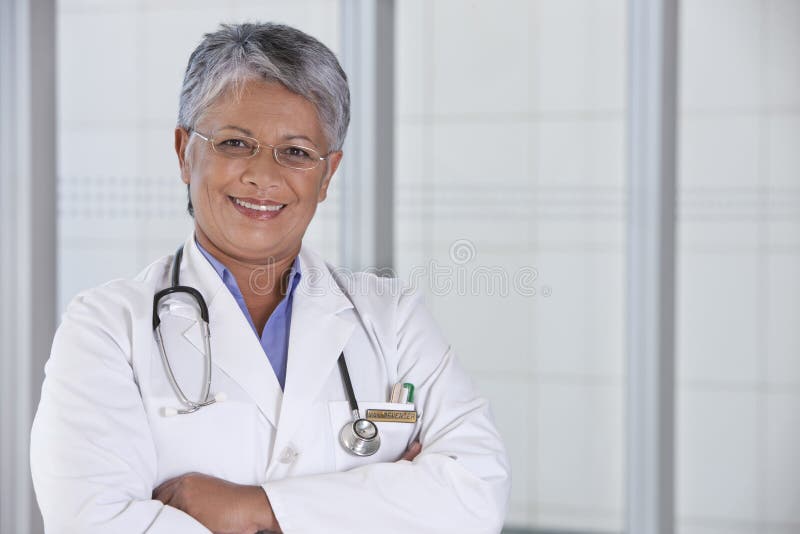 Portrait of Smiling Female Doctor Stock Image - Image of cheerful ...