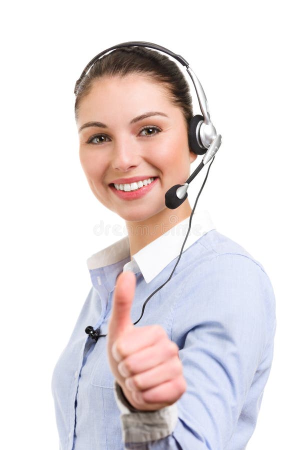 Happy Smiling Female Support Phone Operator Stock Photo - Image of ...