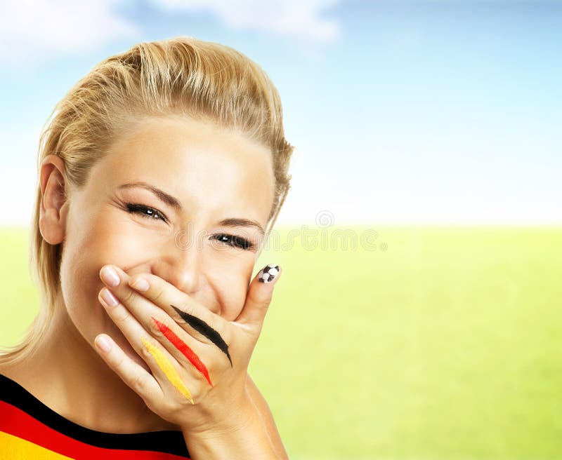 Portrait of a Smiling Football Fan Stock Photo - Image of female, fifa ...